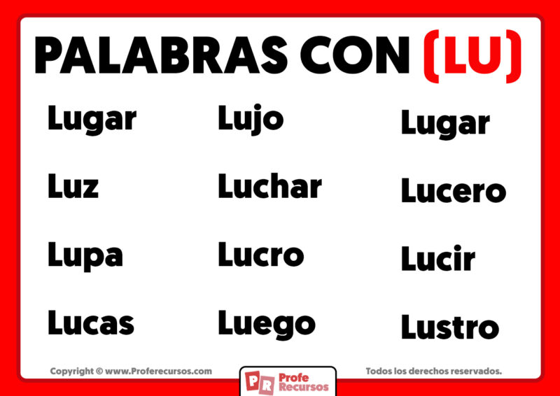 Palabras con Lu | Ejemplos de Palabras con Lu