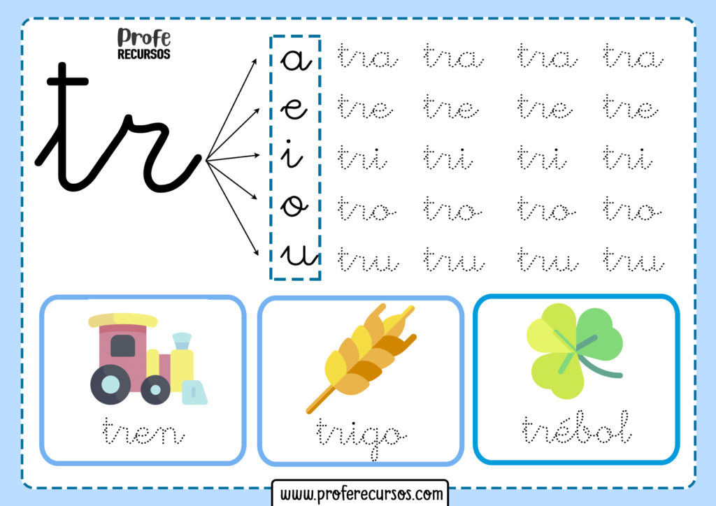 SÍLABAS TRABADAS (TR) Tra Tre Tri Tro Tru | Palabras Trabadas TR