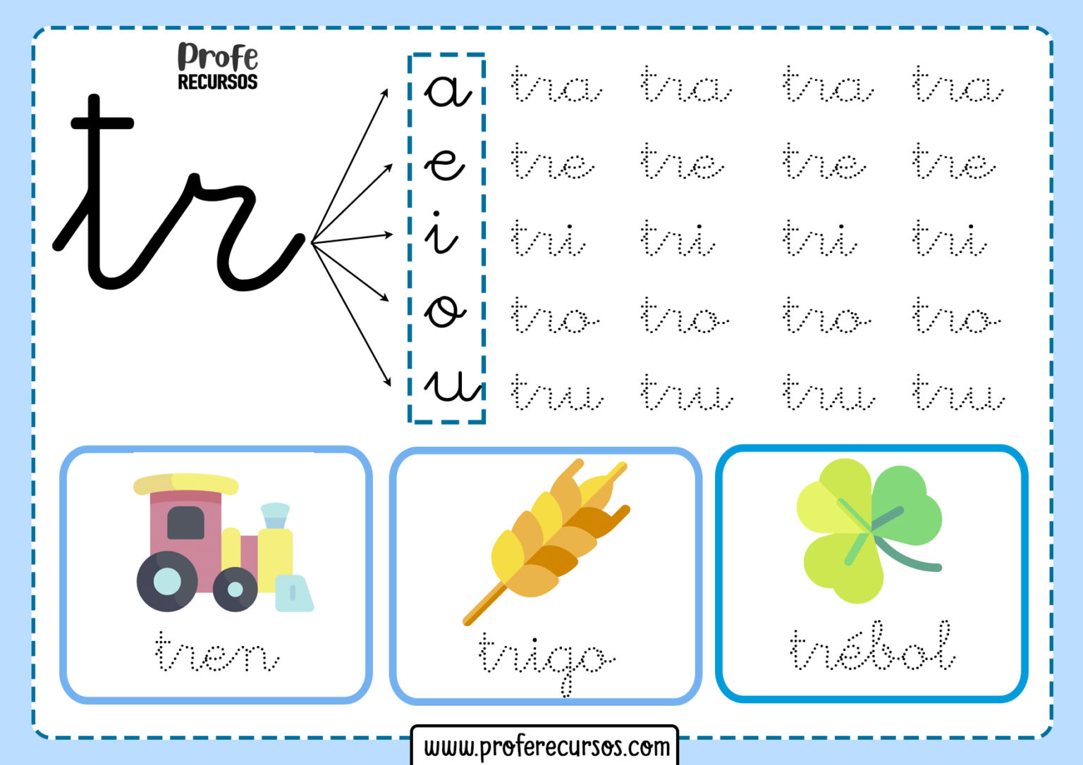 SÍLABAS TRABADAS (TR) Tra Tre Tri Tro Tru | Palabras Trabadas TR