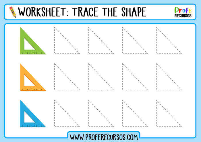 tracing shapes worksheet for school